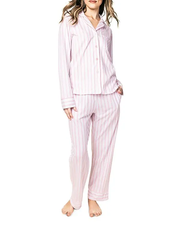 PETITE PLUME Pima Cotton Stripe Pajama Set - Pink