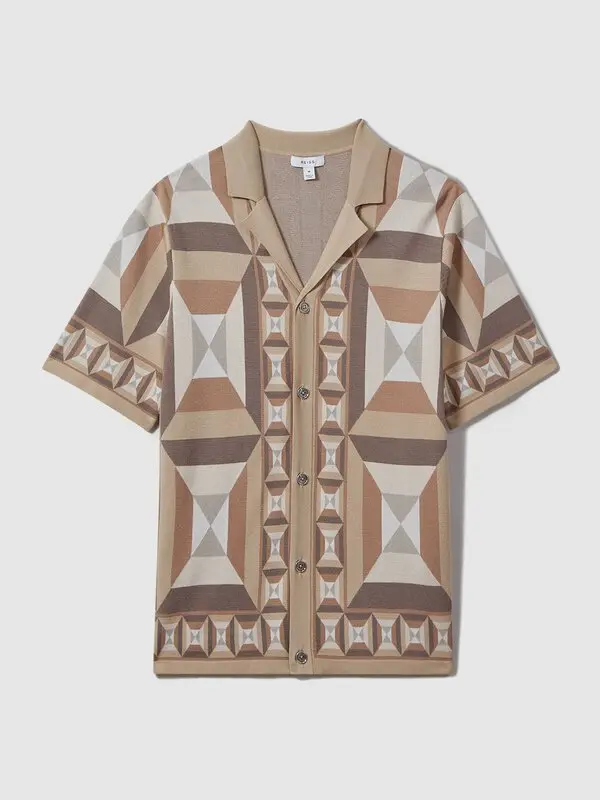 REISS Beresford Knitted Cuban Collar Shirt