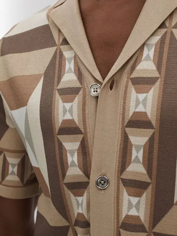 REISS Beresford Knitted Cuban Collar Shirt