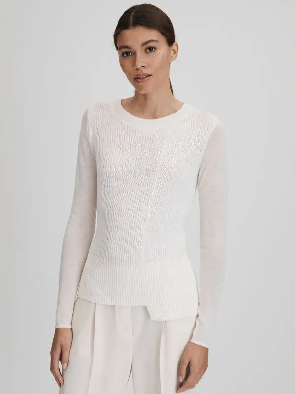 REISS Hazel Knitted Crew Neck Top