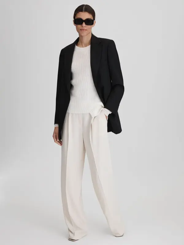 REISS Hazel Knitted Crew Neck Top