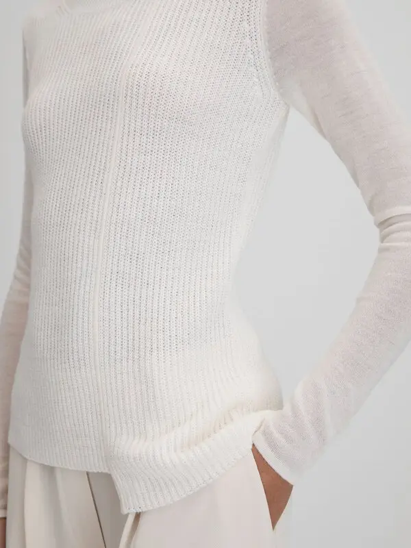 REISS Hazel Knitted Crew Neck Top