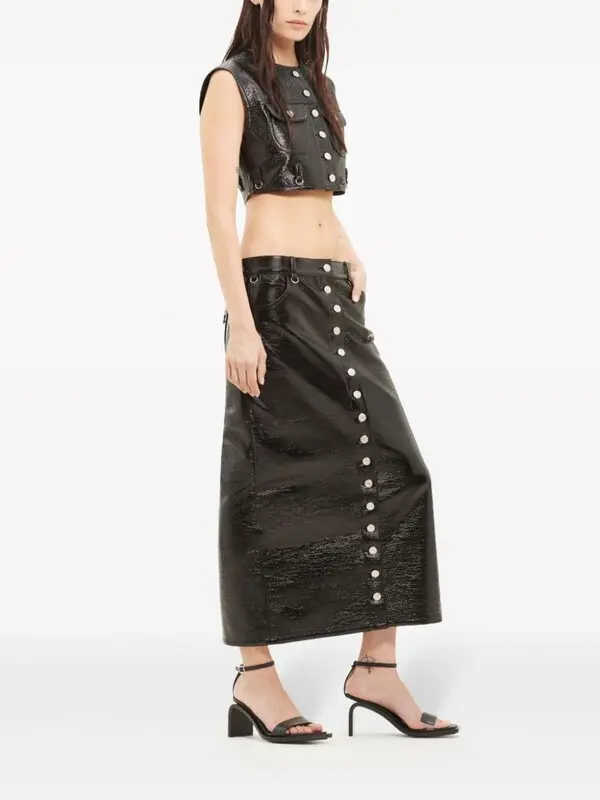 COURREGES Multiflex Patent-finish Midi Skirt - Black