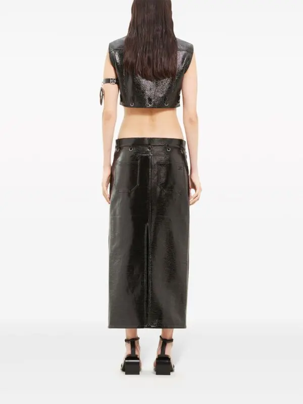 COURREGES Multiflex Patent-finish Midi Skirt - Black