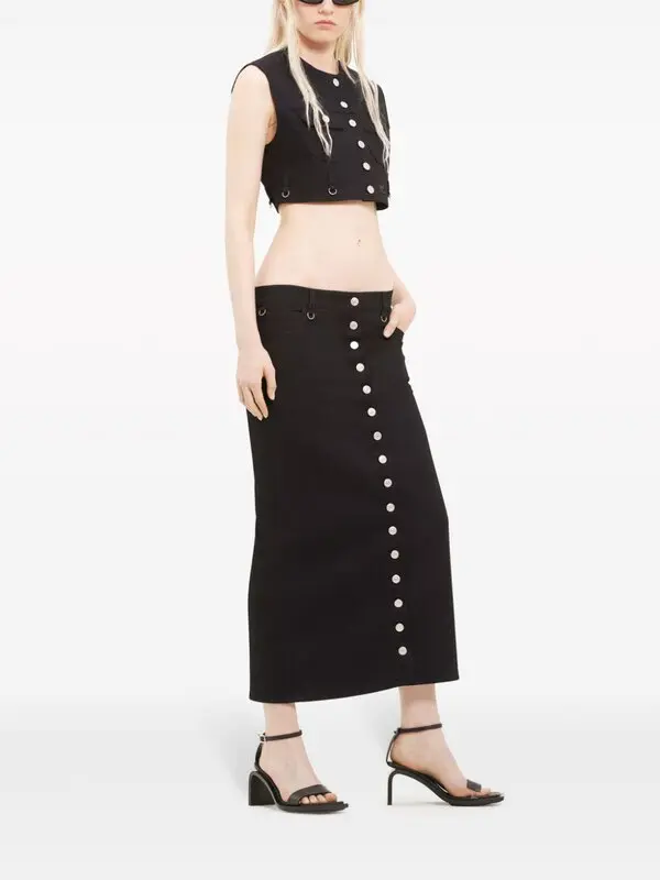 COURREGES Multiflex Denim Midi Skirt - Black
