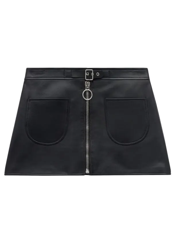 COURREGES Zip-up Leather Miniskirt - Black