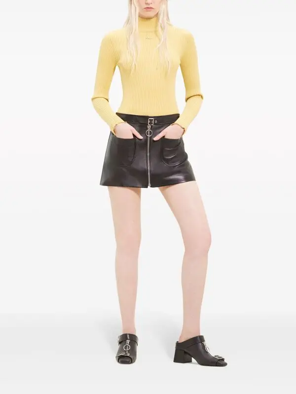 COURREGES Zip-up Leather Miniskirt