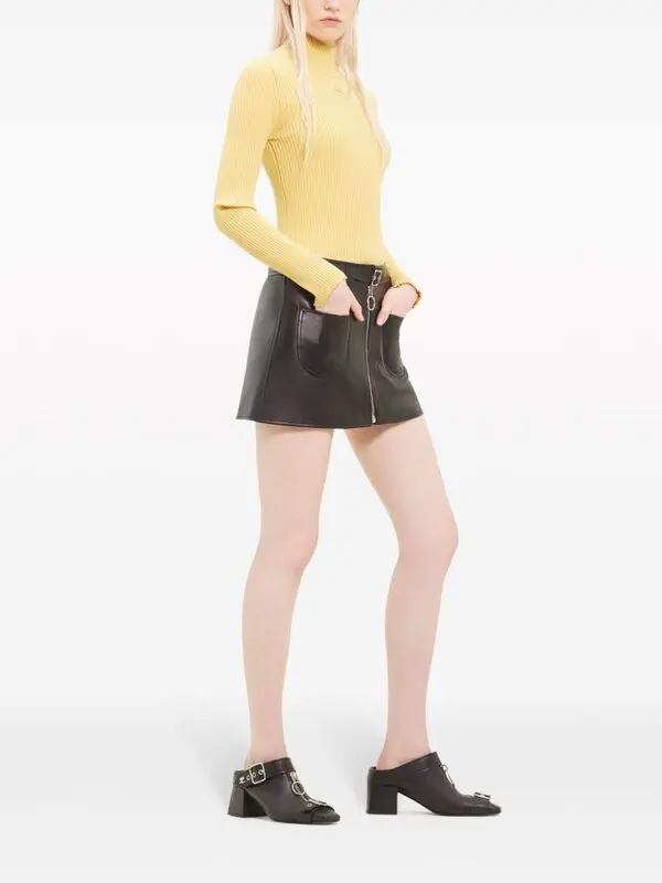 COURREGES Zip-up Leather Miniskirt