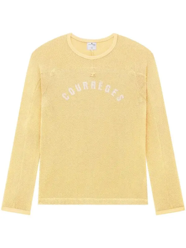 COURREGES Logo-print Mesh T-shirt - Yellow