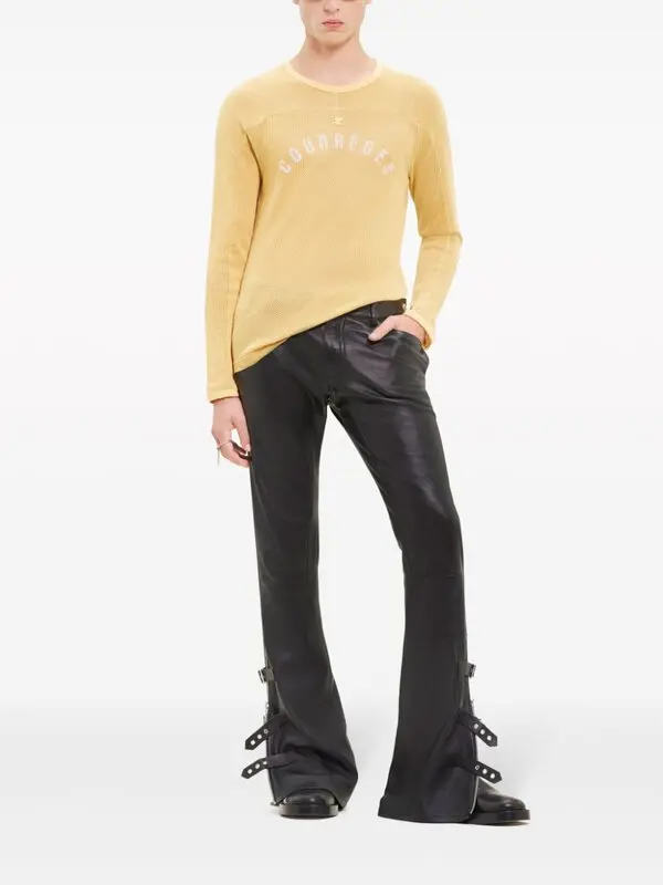 COURREGES Logo-print Mesh T-shirt - Yellow
