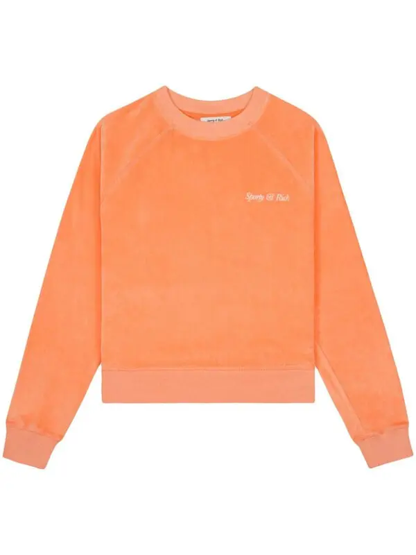SPORTY & RICH Italic Logo Cotton Sweatshirt