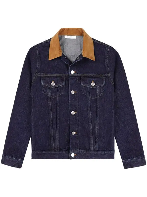 Sporty & Rich Contrast-collar Denim Jacket