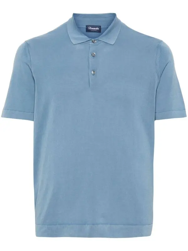 DRUMOHR Fine-knit Cotton Polo Shirt - Blue