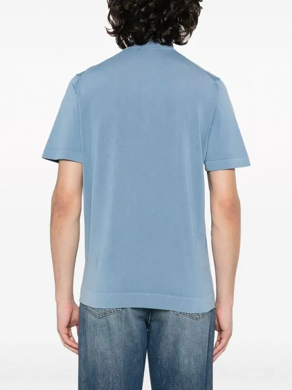 DRUMOHR Fine-knit Cotton Polo Shirt - Blue