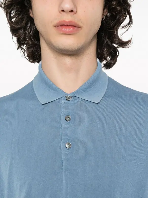 DRUMOHR Fine-knit Cotton Polo Shirt - Blue