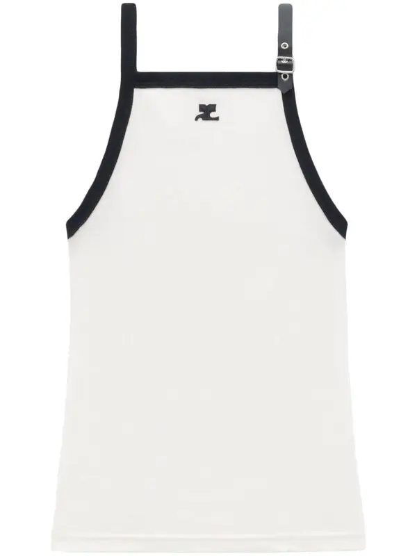 COURREGES Buckle Cotton Tank Top - White