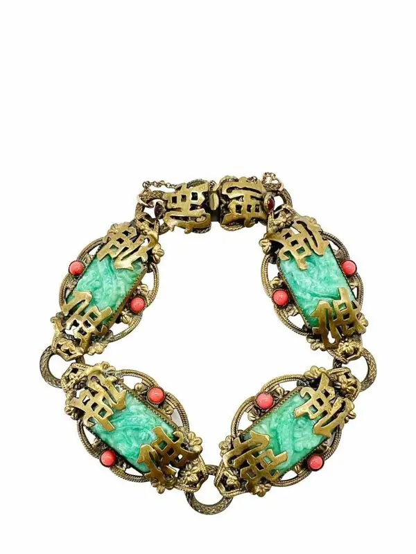 JENNIFER GIBSON JEWELLERY Antique Neiger Brothers Chinoiserie Bracelet - Gold
