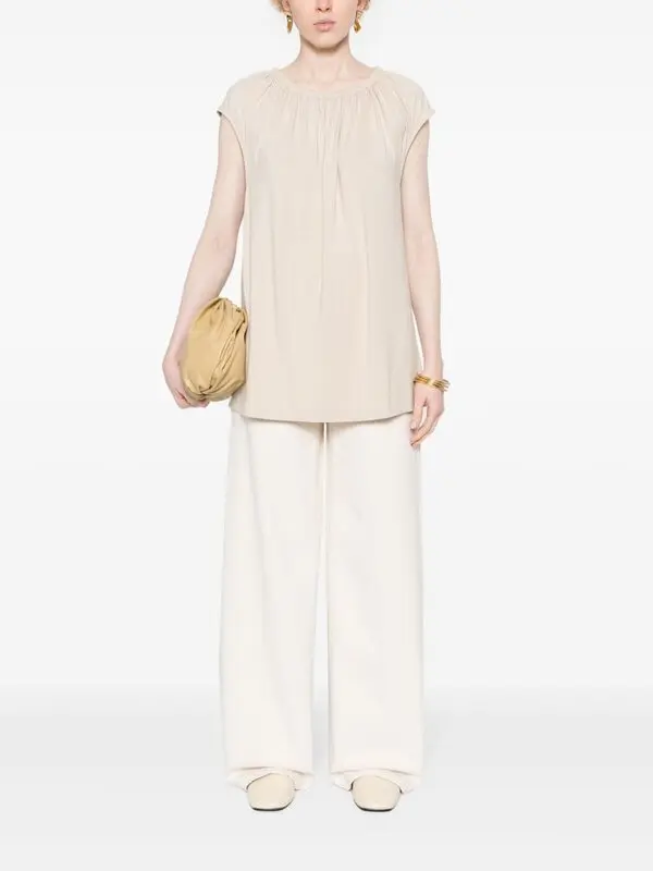 TOTEME Gathered-neck Jersey Top
