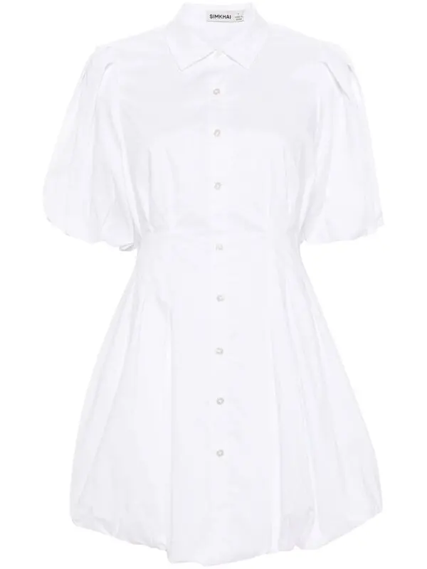 Simkhai Cleo Puffball Mini Shirtdress - White
