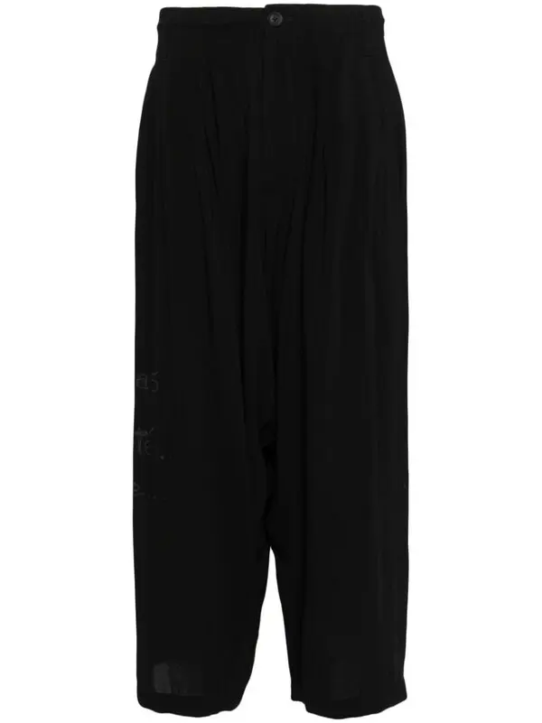 Yohji Yamamoto Graphic-print Velvet Trousers