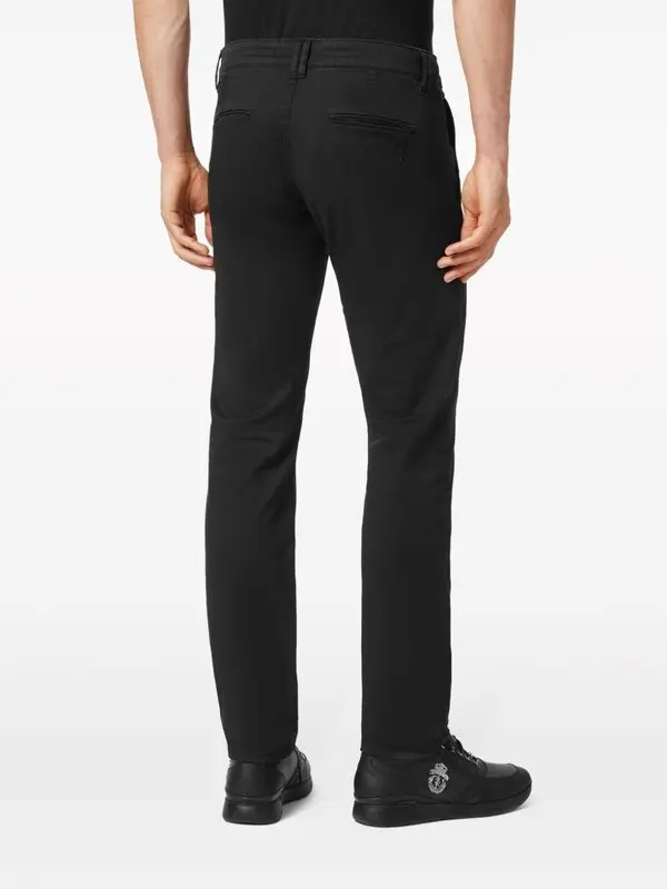 BILLIONAIRE Logo-embroidered Denim Chino Trousers - Black