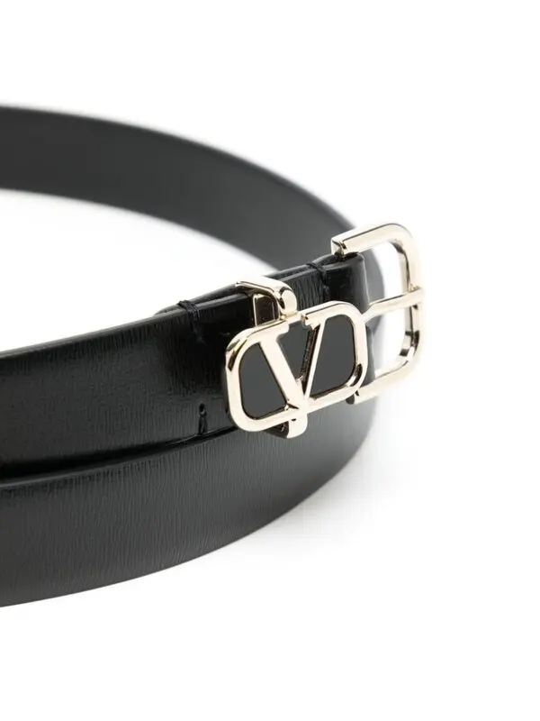 Valentino Garavani Vlogo Leather Belt - Black