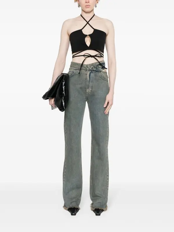 Rokh Crossover Straps Cropped Top