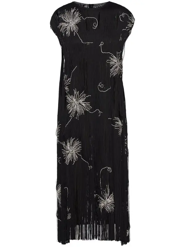 Prada Fringed Embroidered Dress