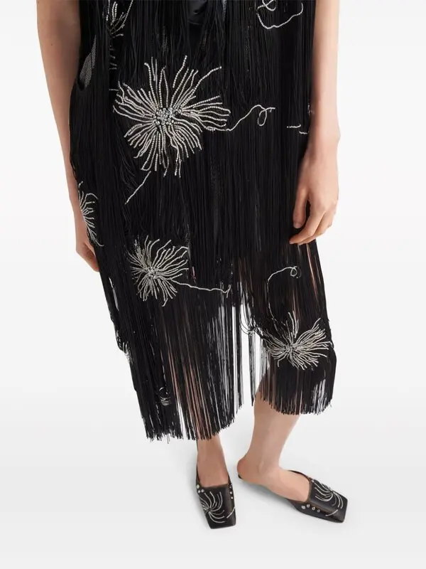 Prada Fringed Embroidered Dress