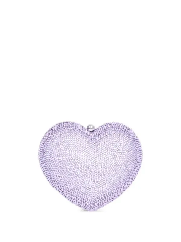 Judith Leiber L'amour Petit Coeur Crystal Heart Clutch Bag - Purple