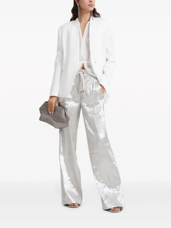 Brunello Cucinelli Metallic Wide-leg Trousers