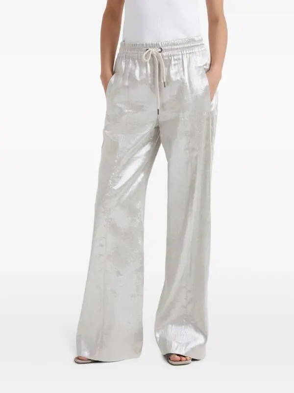 Brunello Cucinelli Metallic Wide-leg Trousers