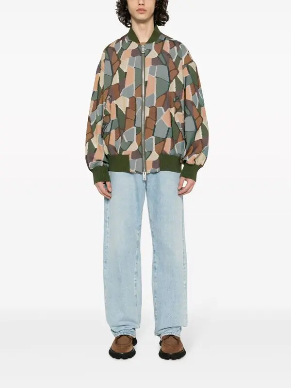 Emporio Armani Mosaic-patterned Bomber Jacket - Green