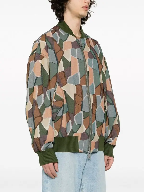 Emporio Armani Mosaic-patterned Bomber Jacket - Green