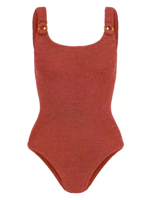 Hunza G Domino Crinkled-effect One-piece Swimsuit - Brown