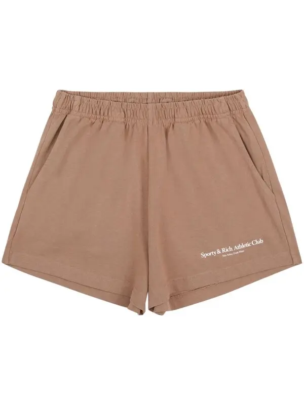 Sporty & Rich Disco Athletic Club Print Shorts - Brown
