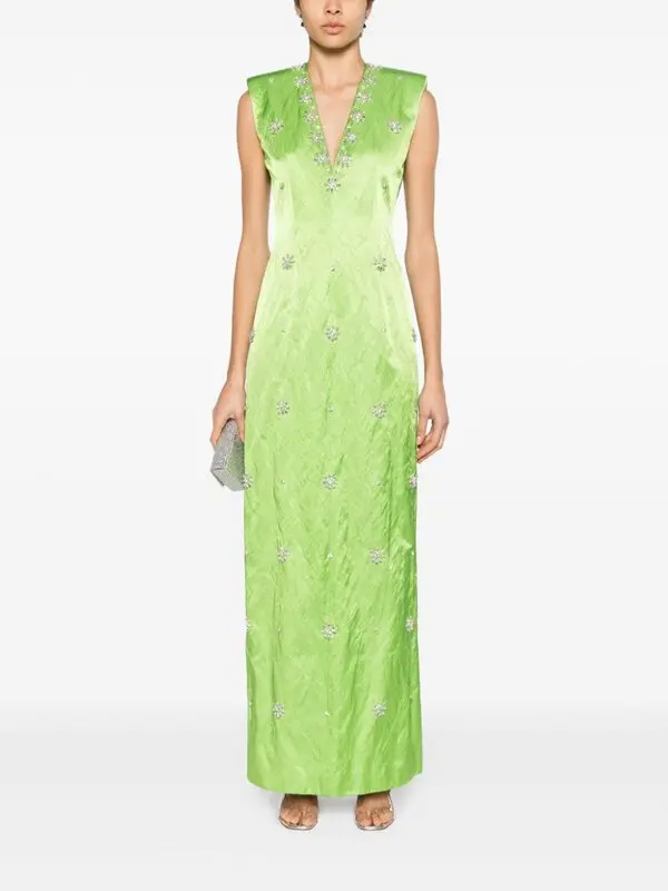 huishan zhang green dress Huishan Zhang Emerald Sequin Midi Dress