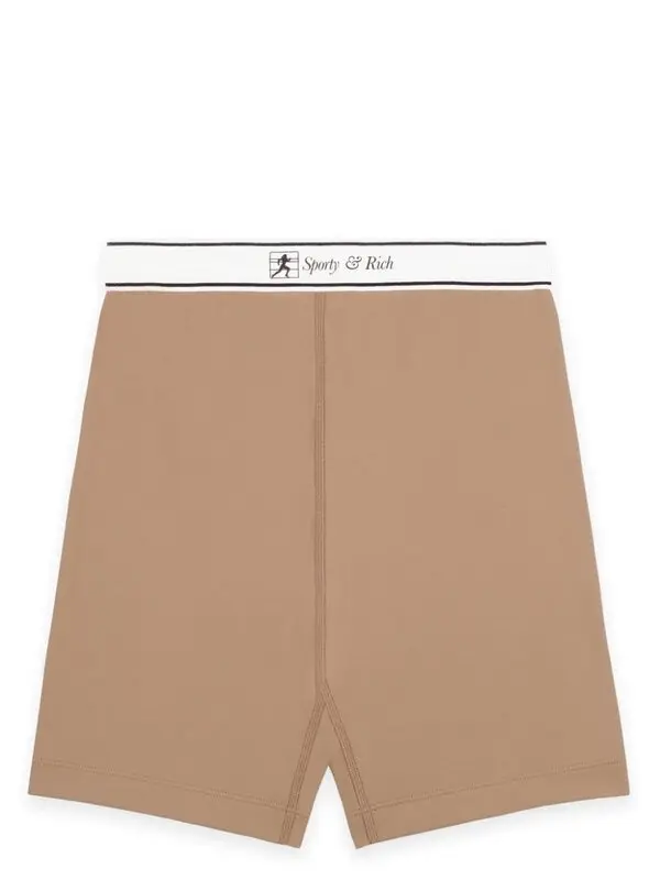 SPORTY & RICH Runner Script Biker Short - Neutrals