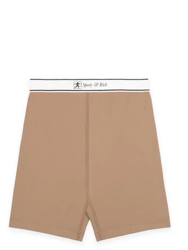 SPORTY & RICH Runner Script Biker Short - Neutrals