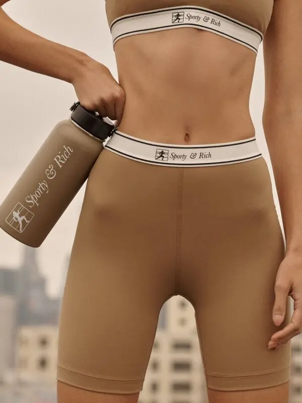 SPORTY & RICH Runner Script Biker Short - Neutrals