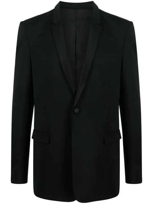 MODES Satin-trim Single-breasted Blazer - Black