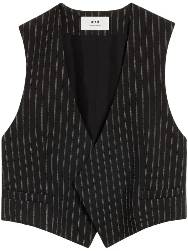 Ami Pinstriped Crepe Vest