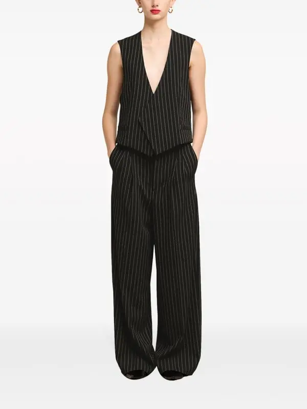 Ami Pinstriped Crepe Vest