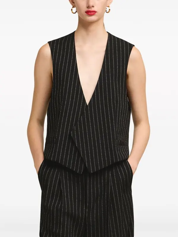 Ami Pinstriped Crepe Vest