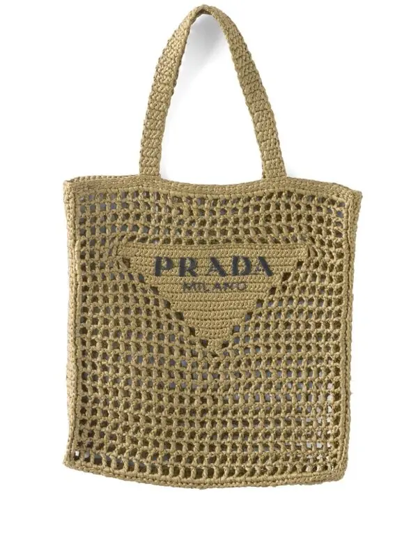Prada Raffia Tote Bag - Green