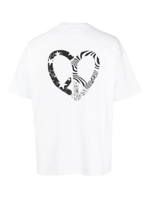 FIVE CM Heart Peace-print Cotton T-shirt - White