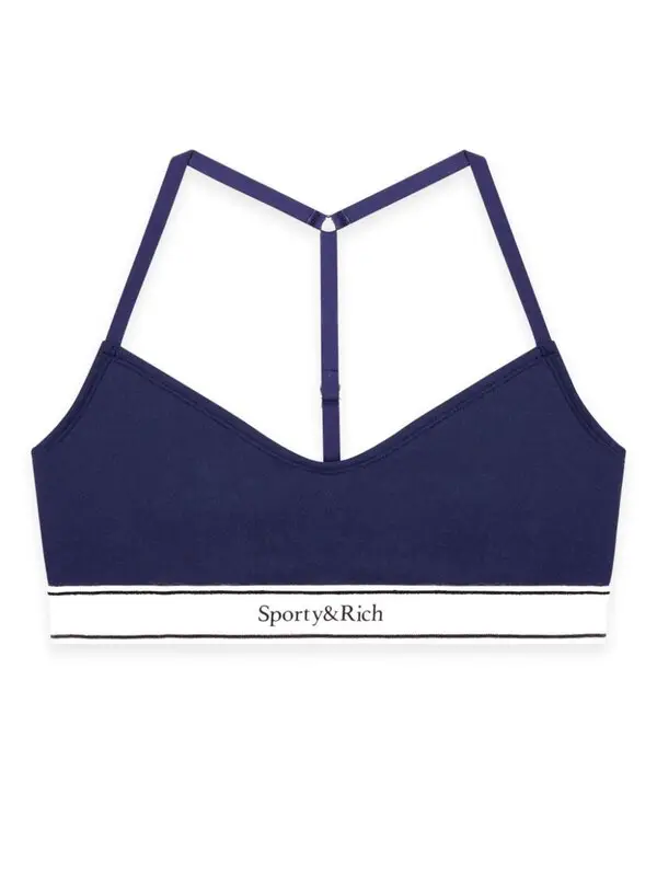 SPORTY & RICH Serif-logo Sports Bralette - Blue