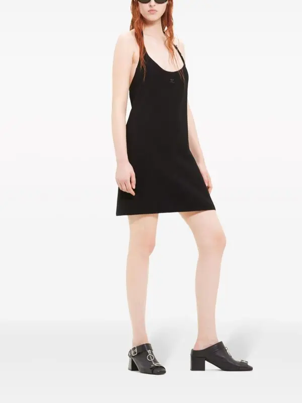 COURREGES Logo-patch Halterneck Minidress - Black