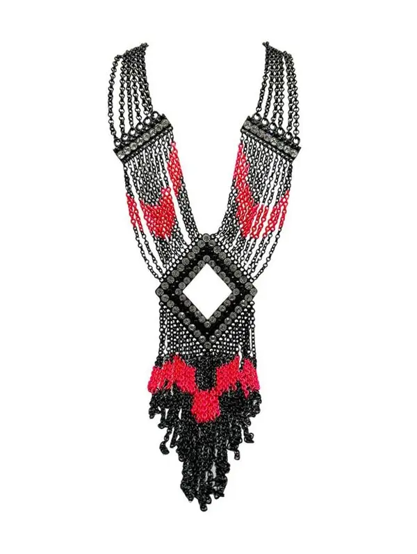 JENNIFER GIBSON JEWELLERY Art Deco Tassel Collar - Black