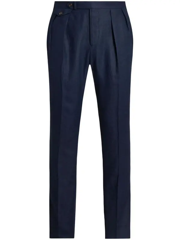 Polo Ralph Lauren Pleat-detail Linen Trousers - Blue